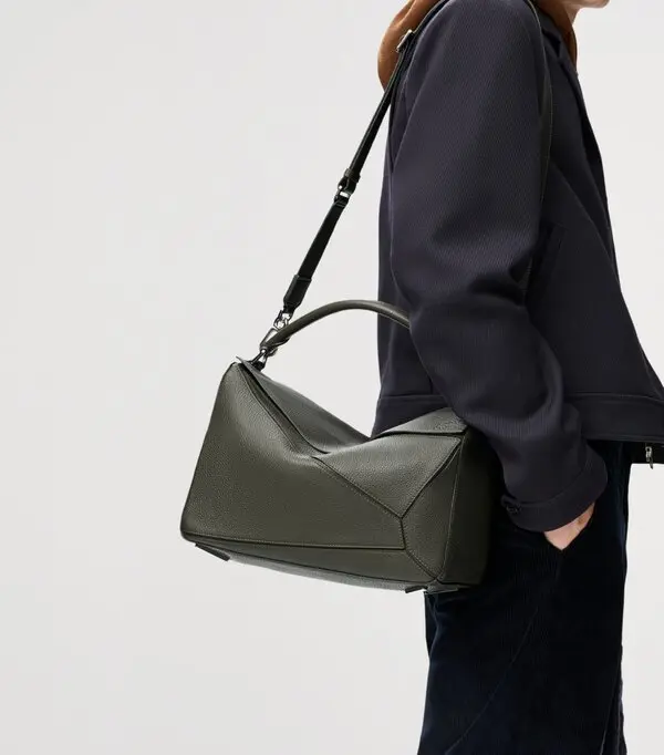 Loewe Large Leather Top-handle Puzzle Bag - Green