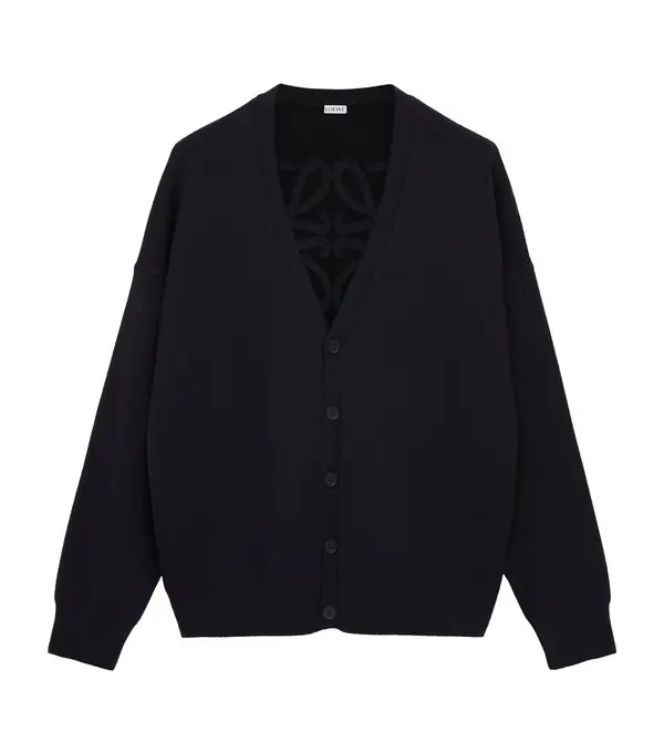 Loewe Wool-blend Anagram-lining Cardigan - Black