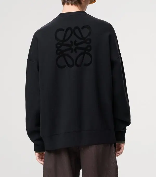 Loewe Wool-blend Anagram-lining Cardigan - Black