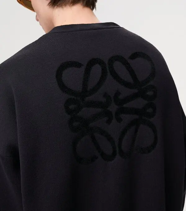 Loewe Wool-blend Anagram-lining Cardigan - Black