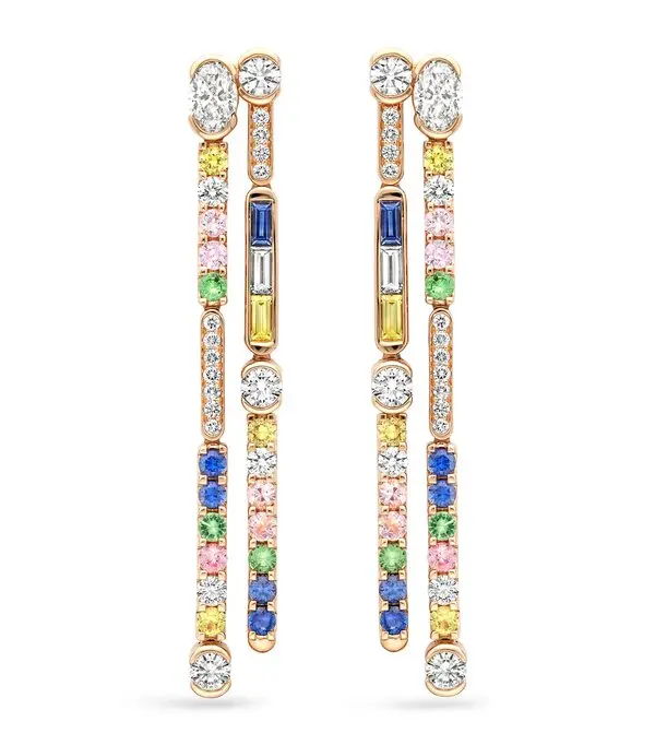 BOODLES Diamond, Sapphire, And Tsavorite Drop Earrings - Rose Gold