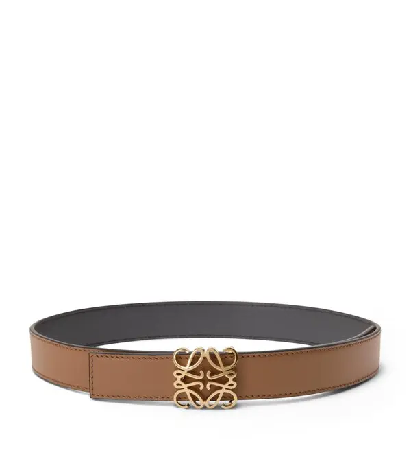 Loewe Leather Reversible Anagram Bombé Belt - Brown