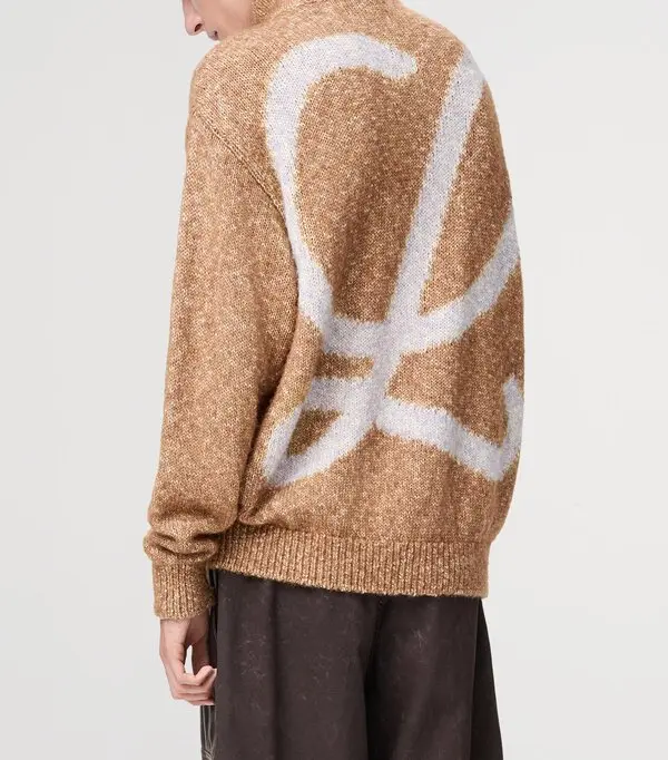 Loewe Jacquard Anagram Zip-up Relaxed Cardigan - Beige