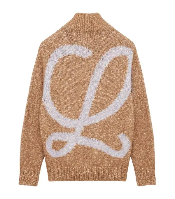 Loewe Jacquard Anagram Zip-up Relaxed Cardigan - Beige