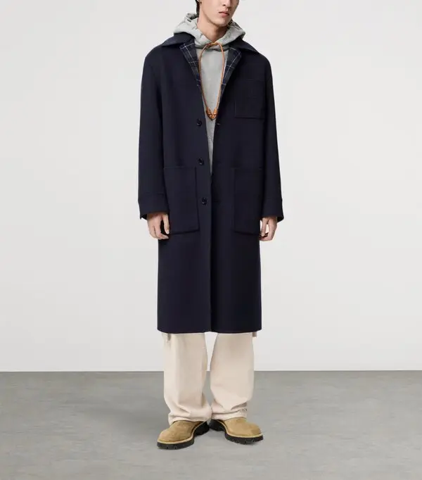 Loewe Wool-cashmere-blend Coat - Navy