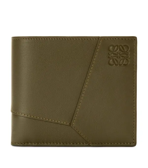 Loewe Leather Puzzle Edge Bifold Wallet - Green