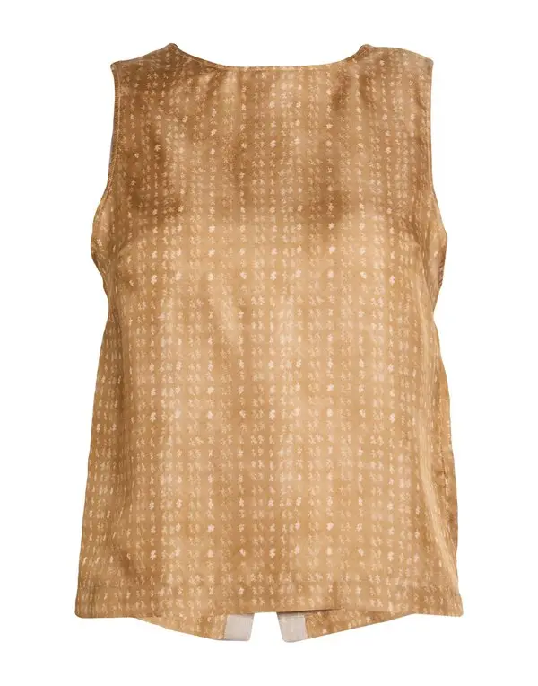 ALYSI Silk Two-tone Crewneck Sleeveless Top - Yellow