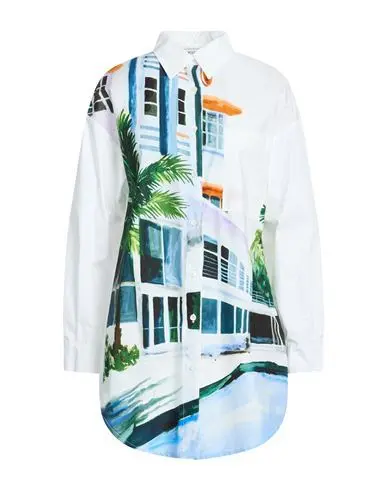 SHIRTAPORTER Long Sleeve Multicolor Poplin Shirt - White