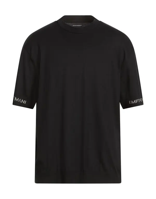 Emporio Armani Two-tone Crewneck Short-sleeve Sweater - Black