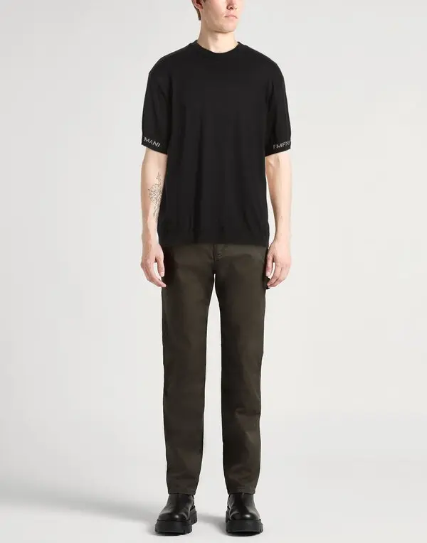 Emporio Armani Two-tone Crewneck Short-sleeve Sweater - Black