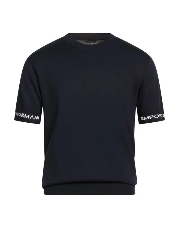 Emporio Armani Two-tone Crewneck Short-sleeve Sweater - Blue