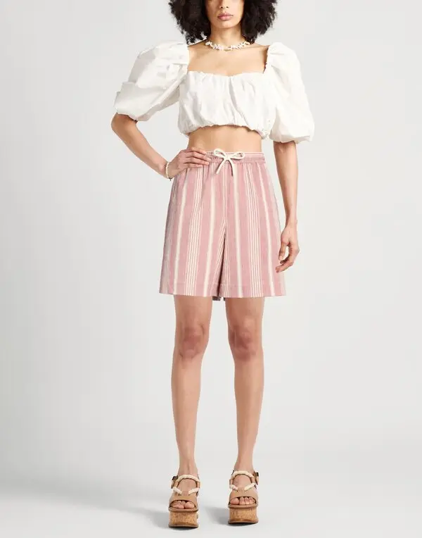 CIRCOLO 1901 Cotton And Elastane Striped Piqué Shorts