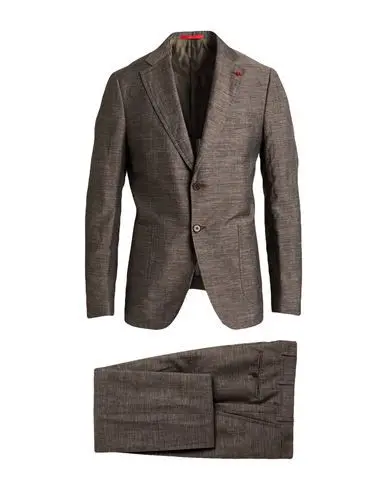 Isaia Suit Size Wool, Linen - Brown