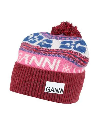 GANNI Intarsia-knit Beanie - Pink