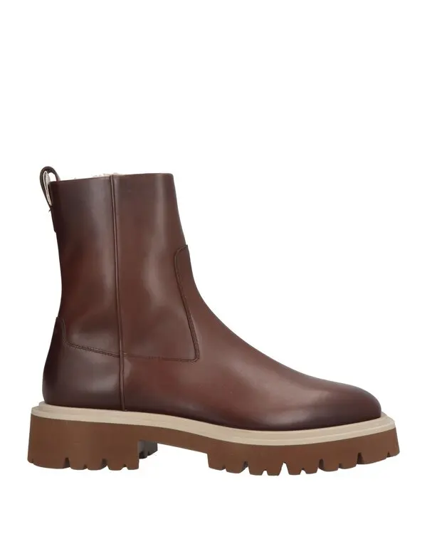 FERRAGAMO Ankle Boots In Leather With Lug Sole - Brown