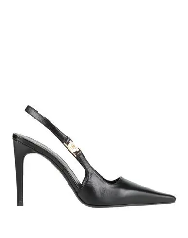 Versace Glossed Calfskin Pointed Toe Stiletto Heel Slingback Pumps