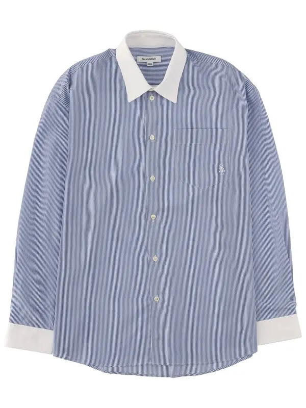 SPORTY & RICH Logo Striped Shirt - Blue