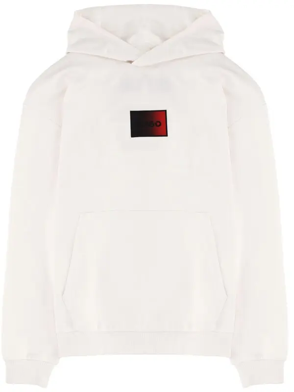 Hugo Hooded Sweatshirt With Logo Patch - White