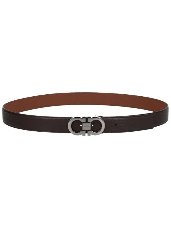 FERRAGAMO Double Hook Belt - Dark Brown
