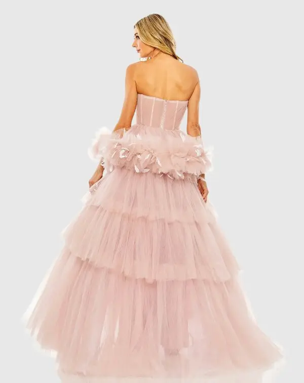 Mac Duggal Tulle Ballgown With Feather Trim