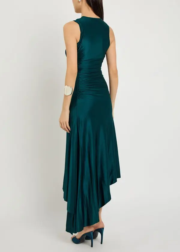 Victoria Beckham Ruched Asymmetric Stretch-jersey Midi Dress