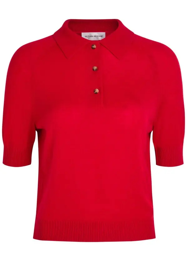 Victoria Beckham Fine-knit Wool Polo Top
