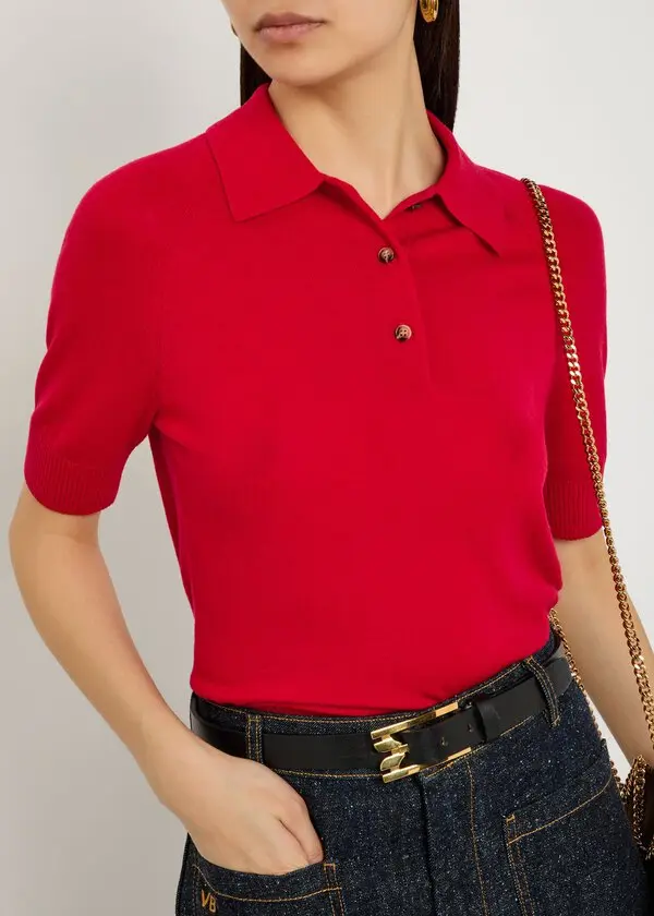 Victoria Beckham Fine-knit Wool Polo Top