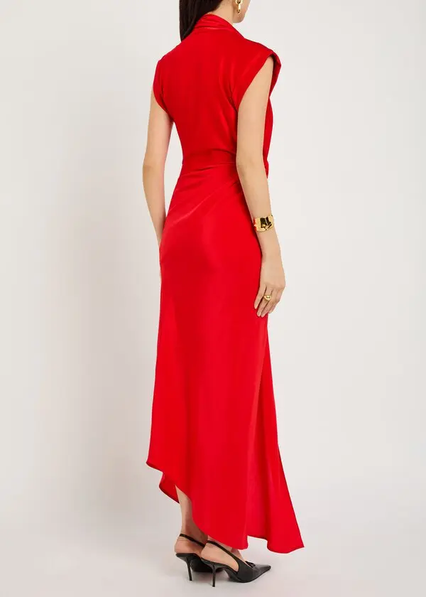 red twisted asymmetric maxi dress Lita | RED Twisted Asymmetric Maxi Dress main image 1