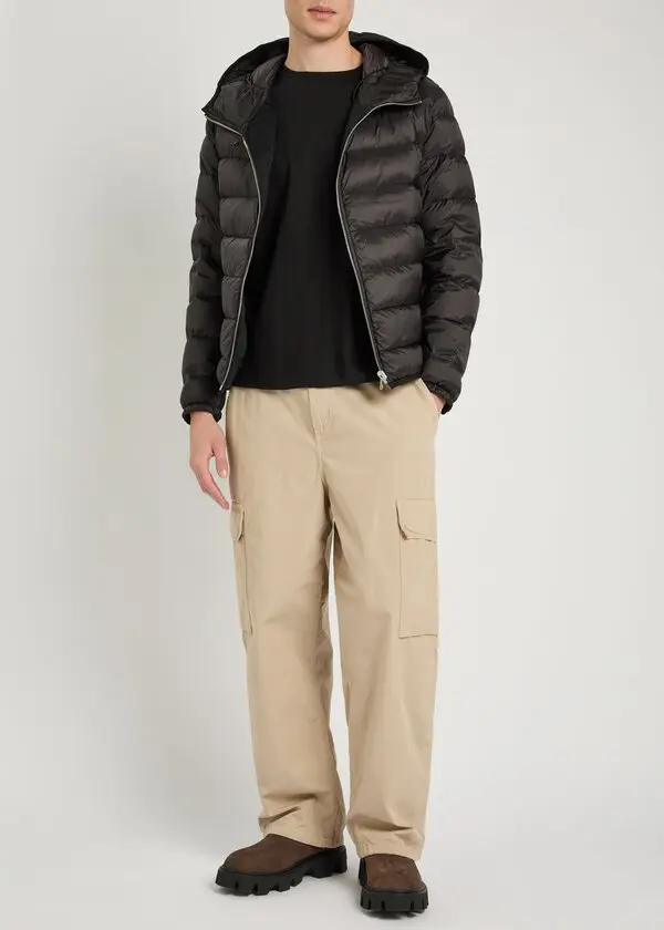 TEN C Padded Hooded Nylon Jacket - Dark Grey