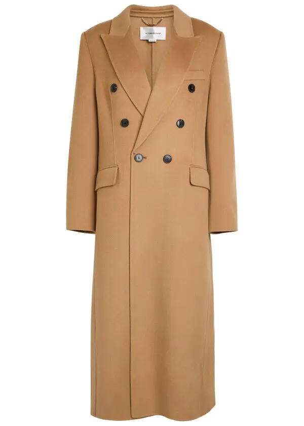 Victoria Beckham Wool And Cashmere-blend Double-breasted Coat - Camel