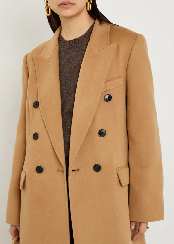 Victoria Beckham Wool And Cashmere-blend Double-breasted Coat - Camel