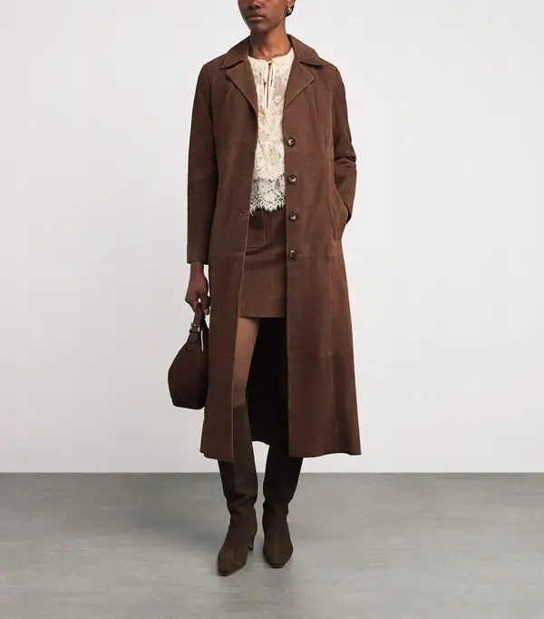 Rixo Suede Astraea Coat - Brown