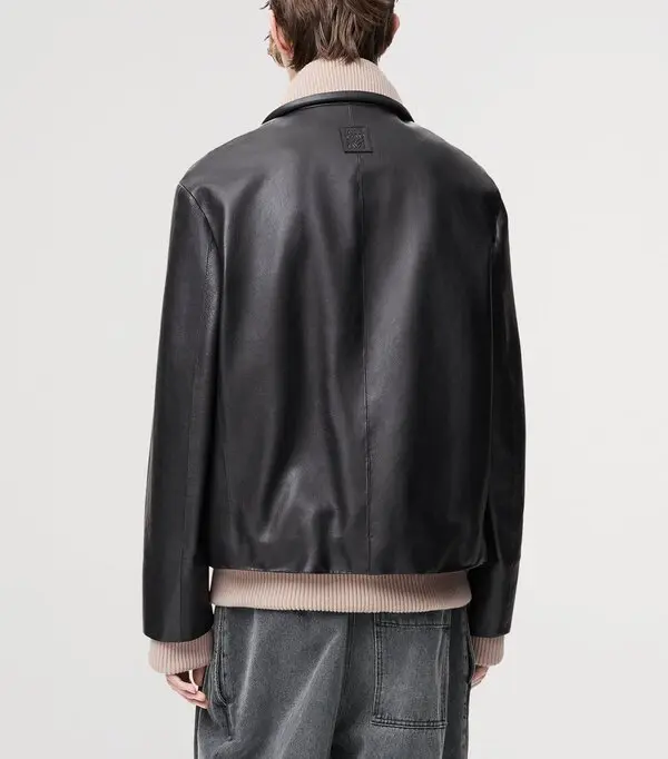 Loewe Rib-trim Leather Jacket