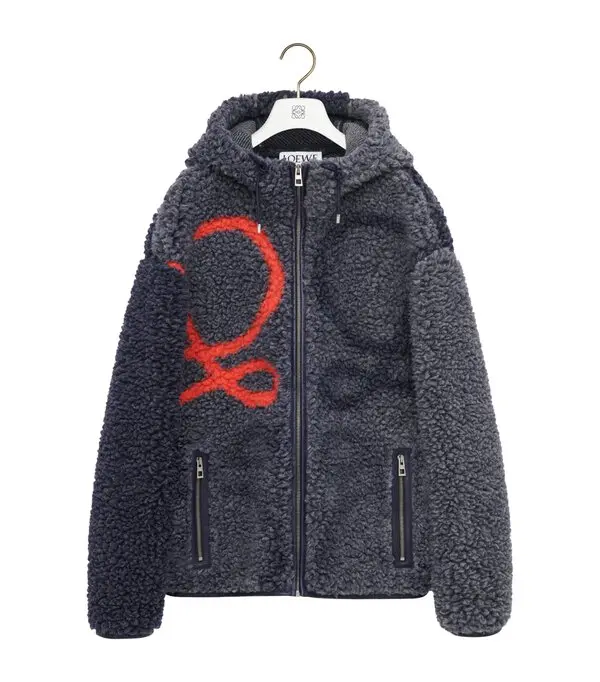 Loewe Fleece Anagram Zip-up Hooded Jacket
