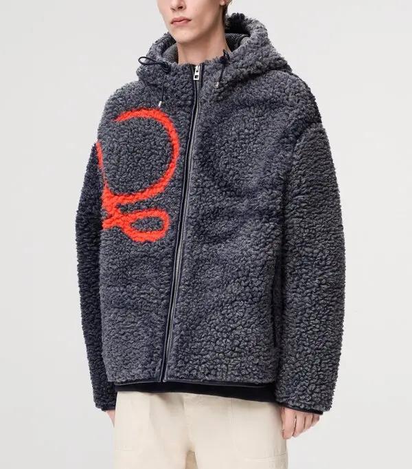 Loewe Fleece Anagram Zip-up Hooded Jacket
