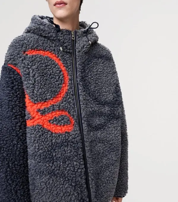 Loewe Fleece Anagram Zip-up Hooded Jacket