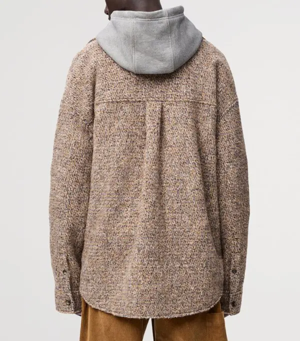 Loewe Wool-blend Micro-check Overshirt - Beige