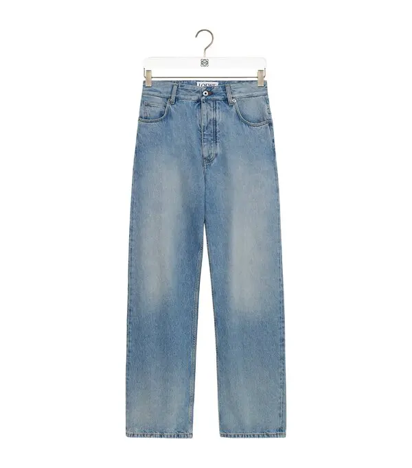Loewe Buckle-strap Straight Leg Jeans - Blue