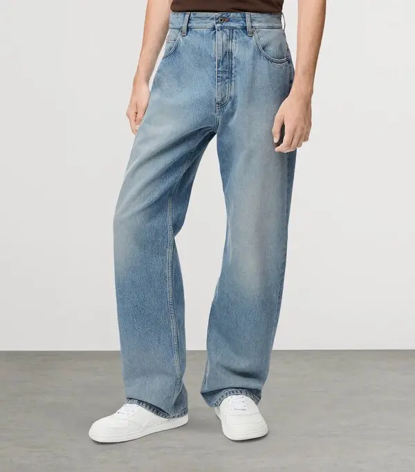 Loewe Buckle-strap Straight Leg Jeans - Blue