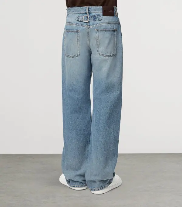 Loewe Buckle-strap Straight Leg Jeans - Blue
