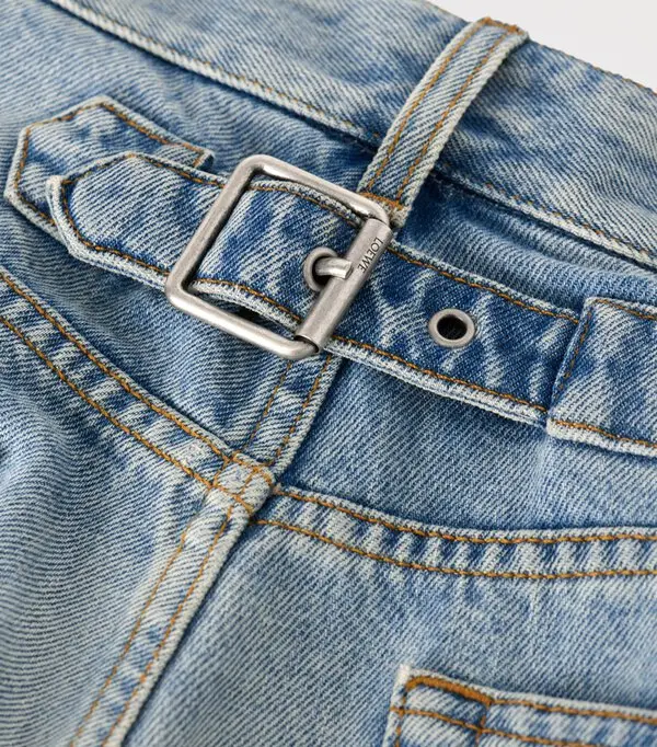Loewe Buckle-strap Straight Leg Jeans - Blue