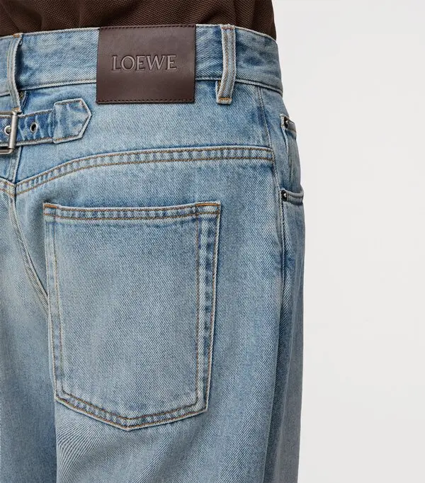 Loewe Buckle-strap Straight Leg Jeans - Blue