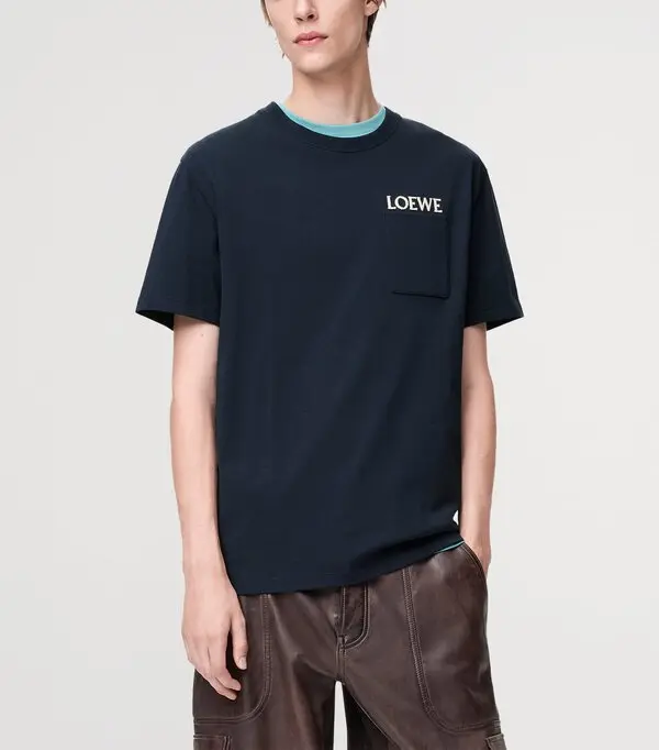Loewe Cotton Pocket Logo T-shirt - Navy