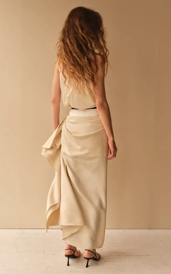 HEIRLOME Kate Draped Silk Top - Ivory