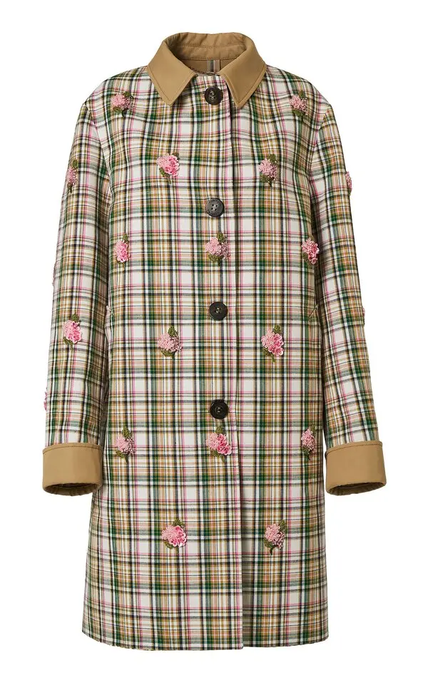 Carolina Herrera Embroidered Check Plaid Tailoring Coat - Multi