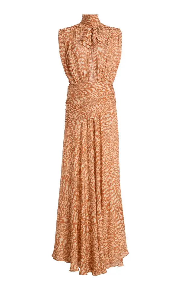 Johanna Ortiz Printed Draped Silk Maxi Dress - Print