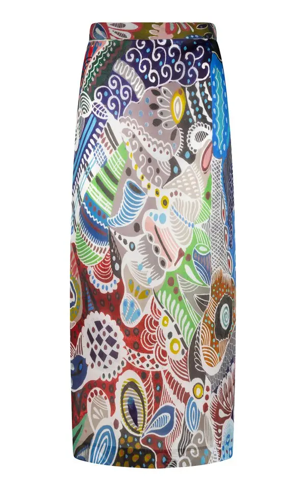 HEIRLOME Irene Patterned Silk Midi Skirt - Multi