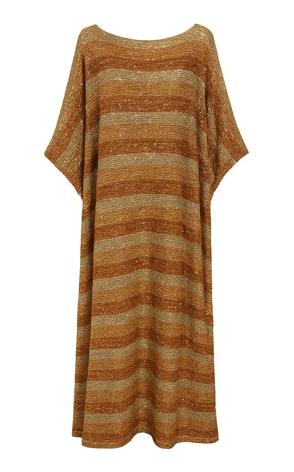 DIMA AYAD Striped Sequined Maxi Kaftan - Multi