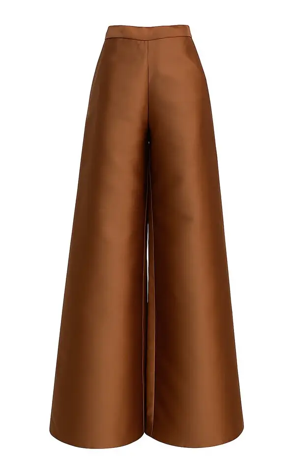 DIMA AYAD Mid-rise Wide-leg Mikado Pants - Bronze