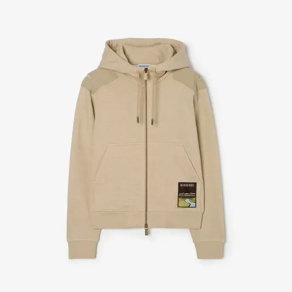 Burberry Landscape Label Cotton Zip Hoodie
